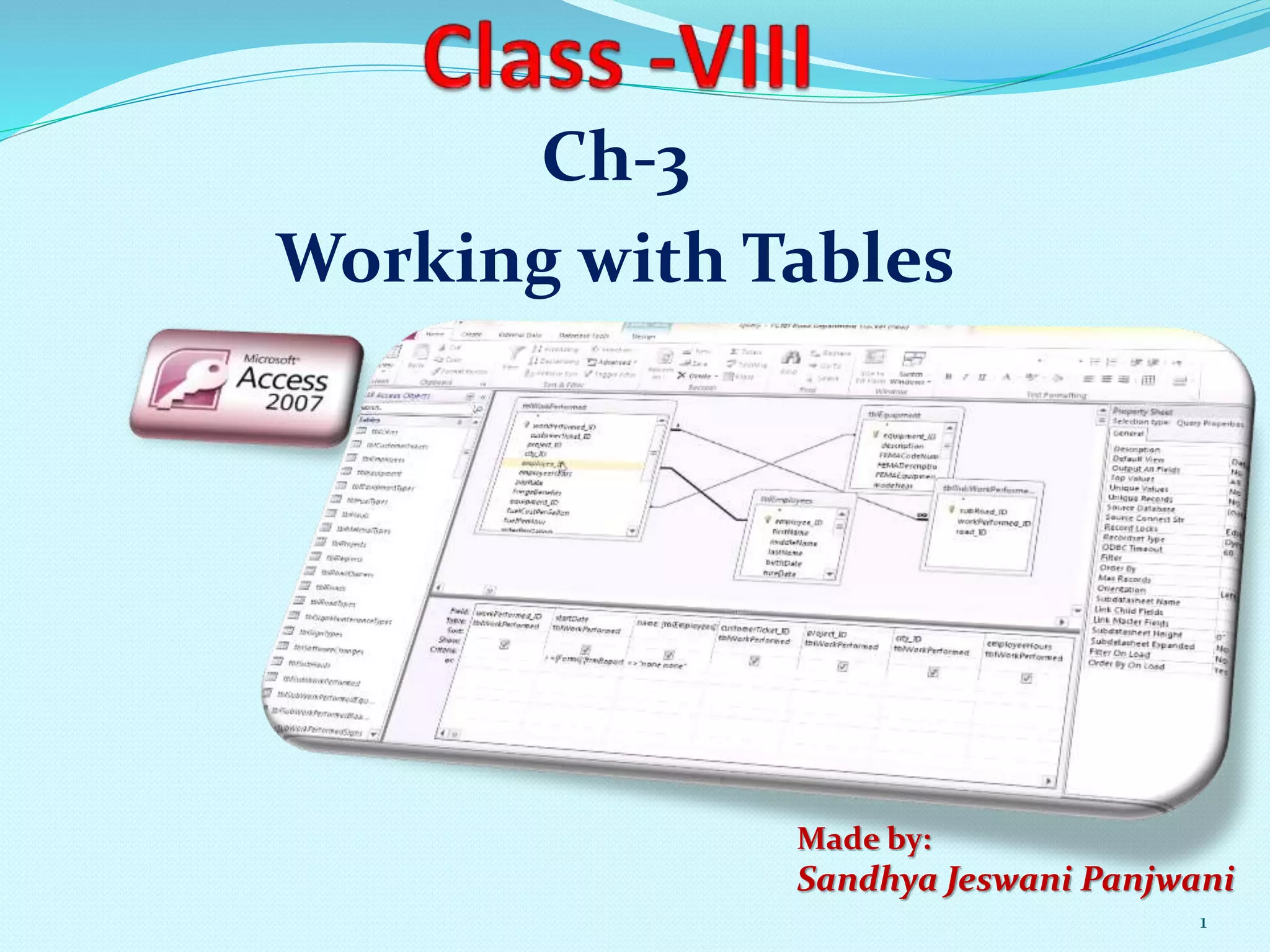 Class viii ch-3 working with tables | PPTX