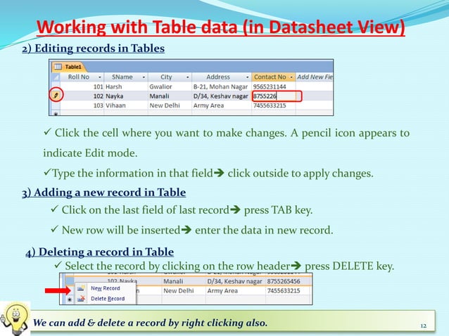 Class viii ch-3 working with tables | PPTX | Databases | Computer ...