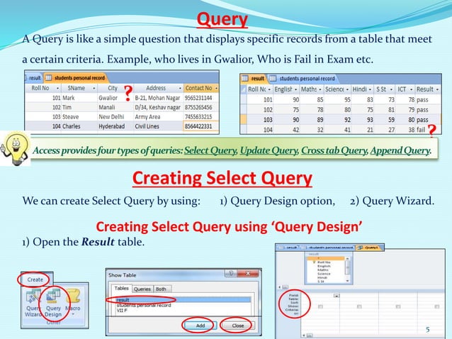 Class viii ch-4 working with queries | PPTX