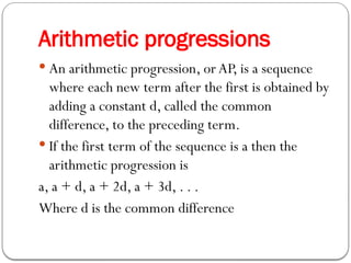 Class-X Arithmetic Progression PPTfhjiong | PPTX