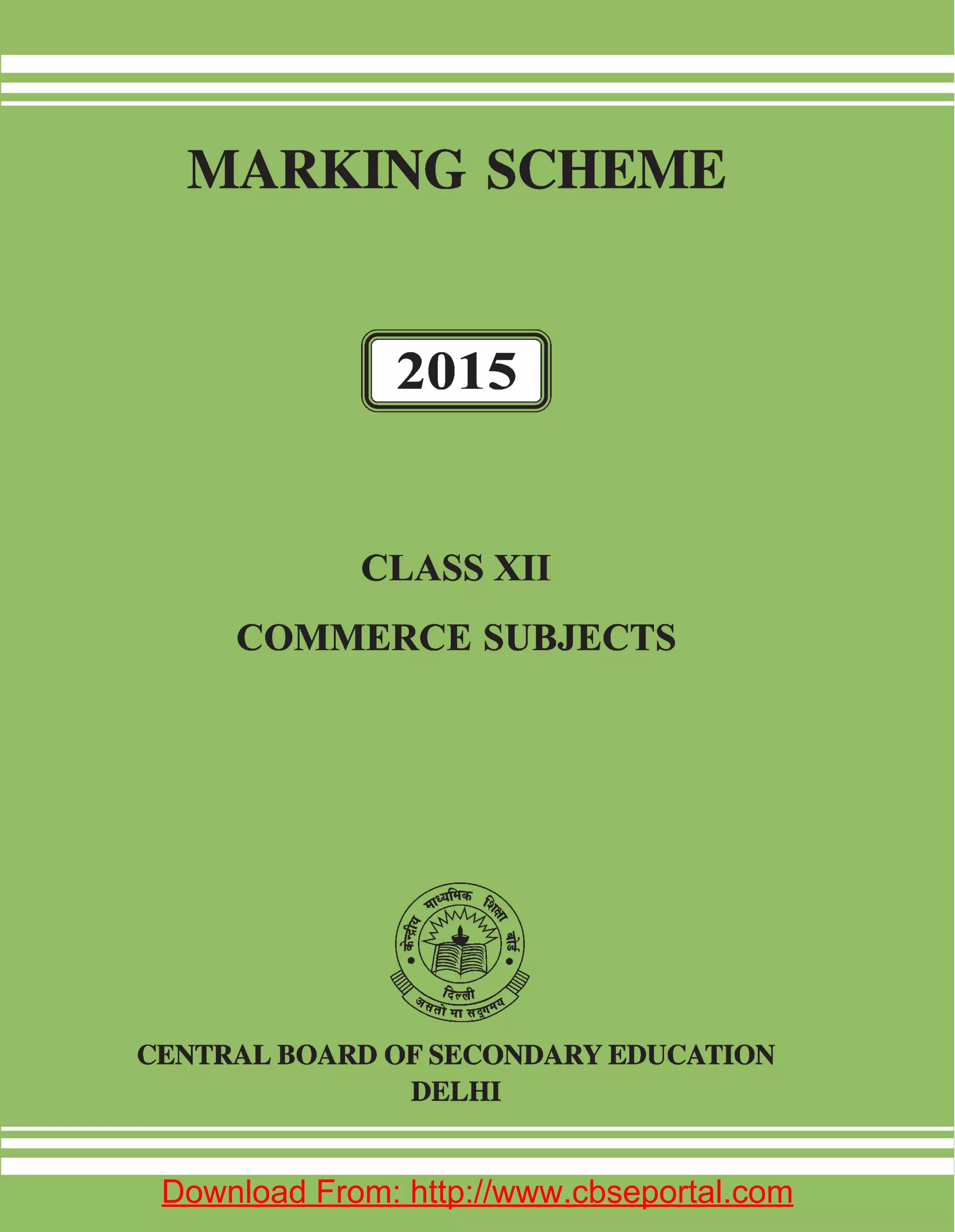 Class xii-commerce-book-marking-scheme-2015 | PDF