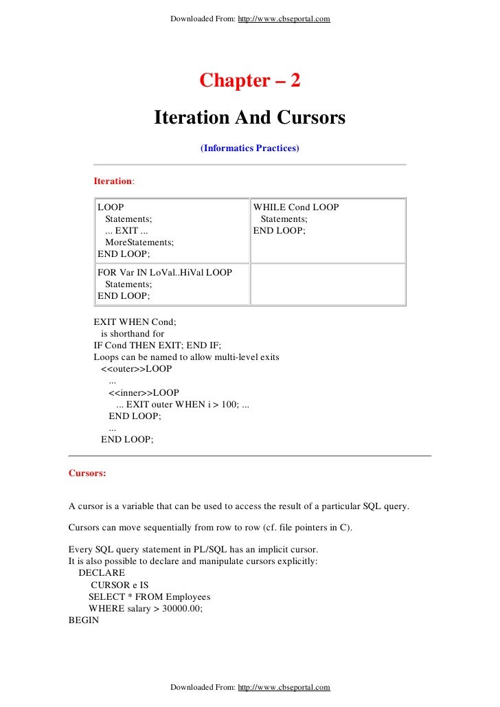 Class Xii E Book Informatics Practices Chapter 2 Iteration And Cursors