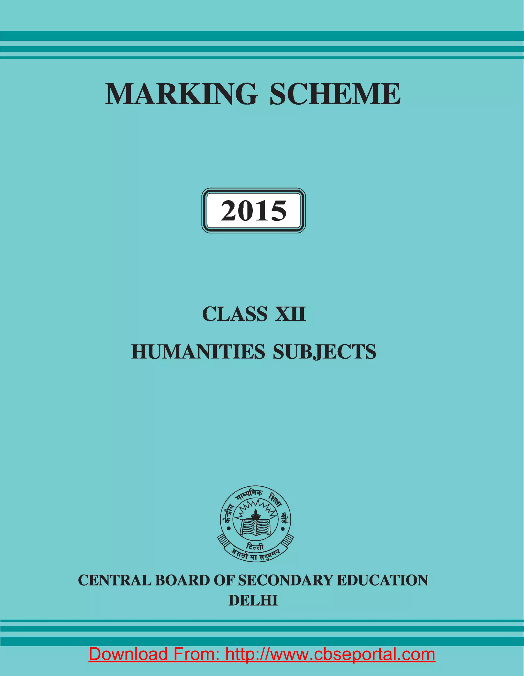 Class xii-humanities-marking-scheme-2015 | PDF