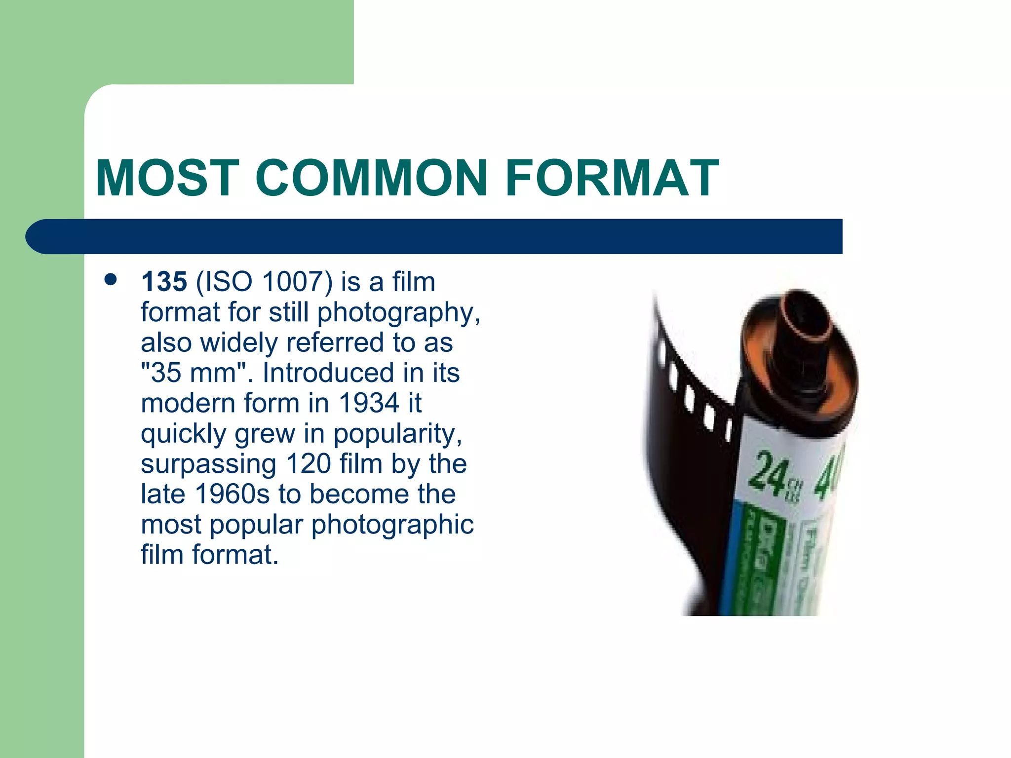 Class 009 film speed & format | PPT