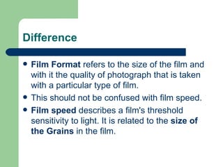 Class 009 film speed & format | PPT