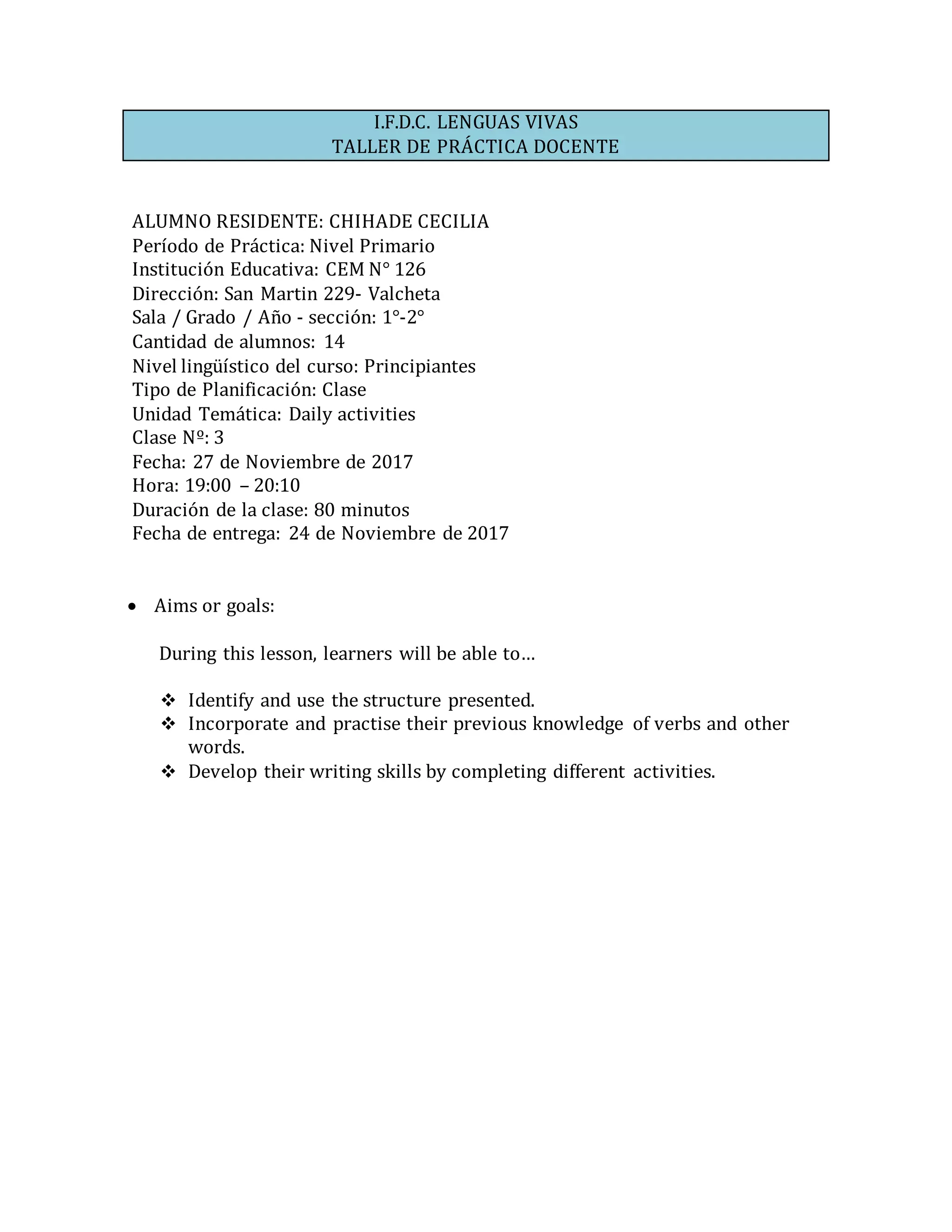 Class 03 chihade- secondary definitiva - pass | DOCX