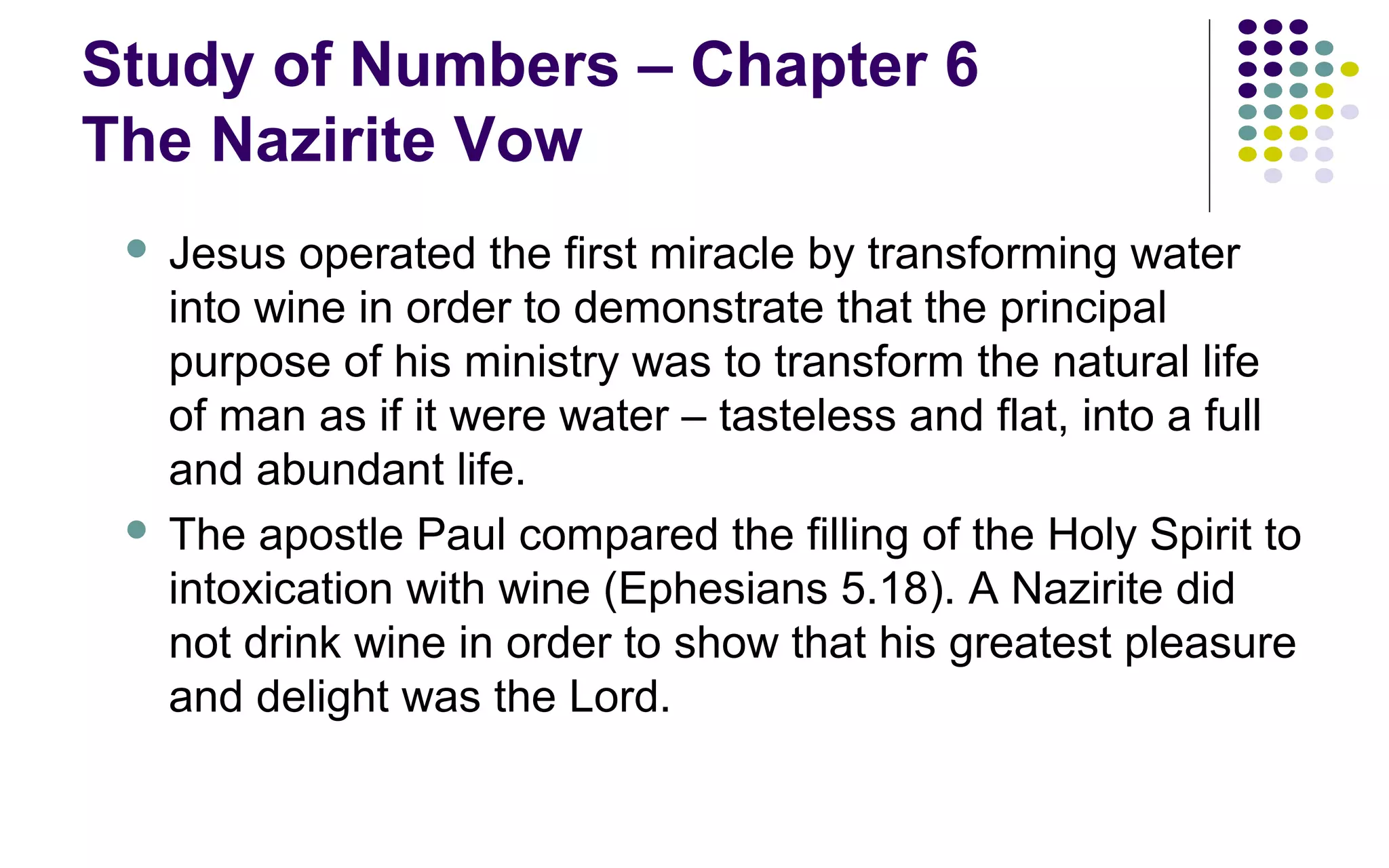 Numbers Class 03 The Nazirite vow | PPT