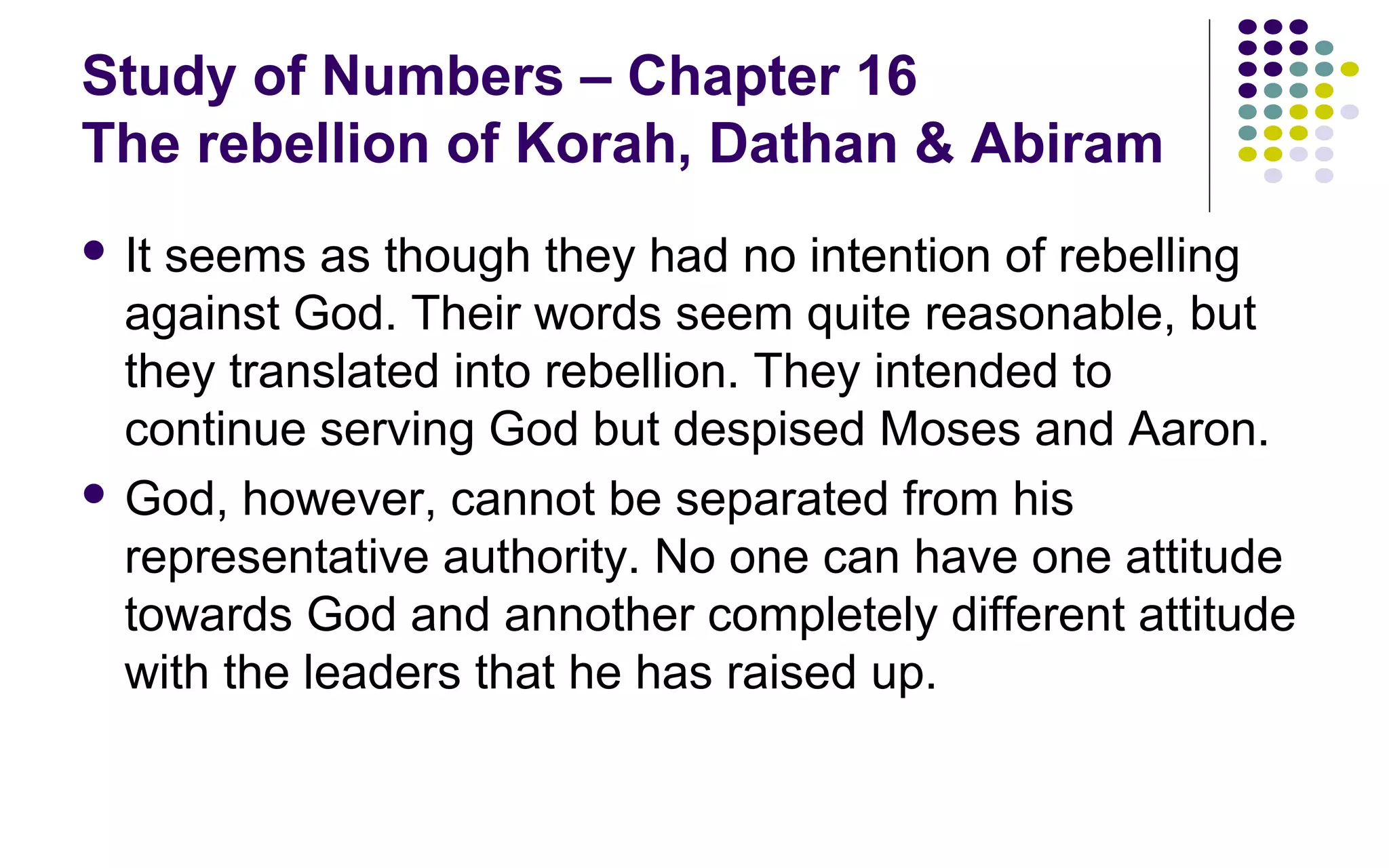 Numbers Class 06 The rebelion of Korah | PPT