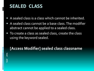 type of class in c# | PPT