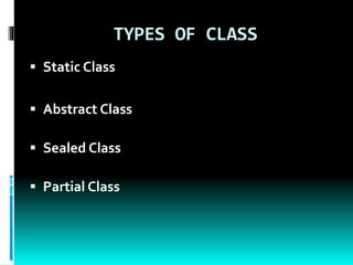 type of class in c# | PPT