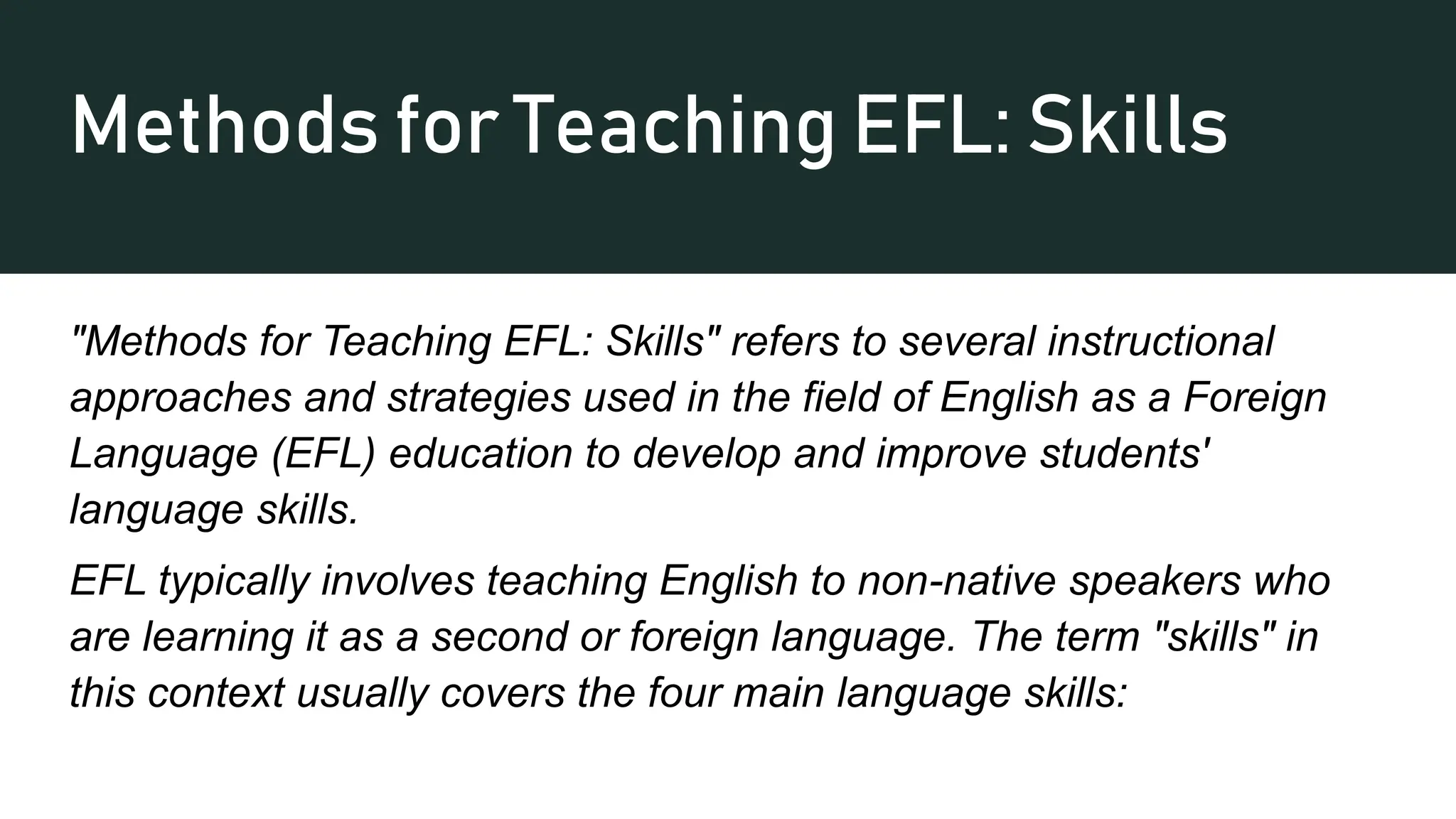 METHODS FOR TEACHING ENGLISH | PPT