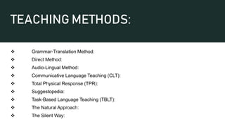 METHODS FOR TEACHING ENGLISH | PPT
