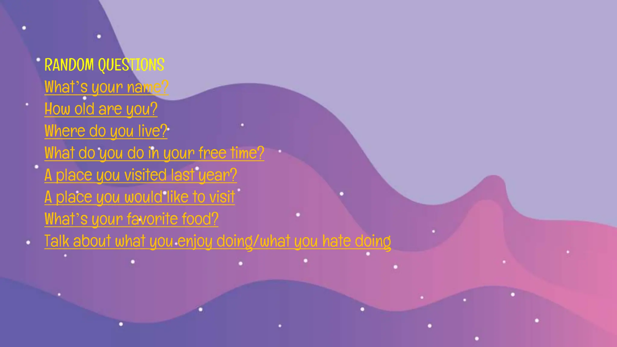 Class One Activity Slides English Class Ppt