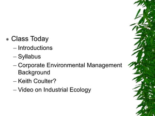 Corporate Environment Management class1.ppt | Environmental Services Industry | Industries