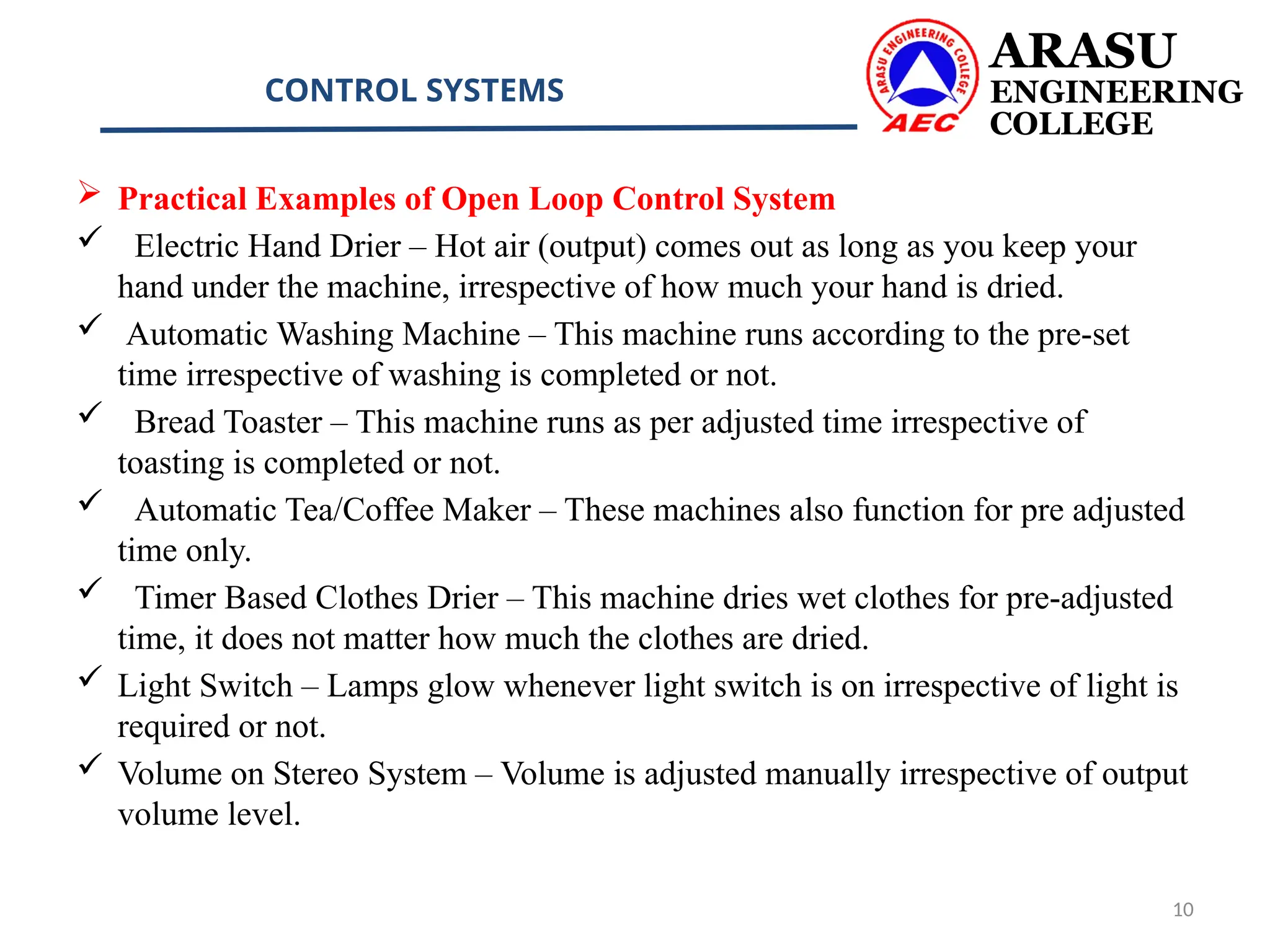 control system unit 1 Types of control system and examples of control system | PPTX