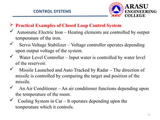 control system unit 1 Types of control system and examples of control ...