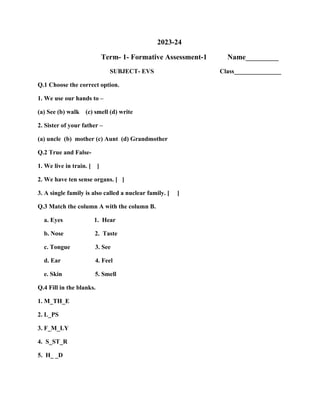 Class minimum internal assessment paper 2024 | DOCX
