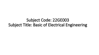 Basic of Electrical Engineering class 1.pptx