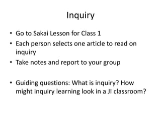 Class 1 collaborative teacher inquiry | PPT