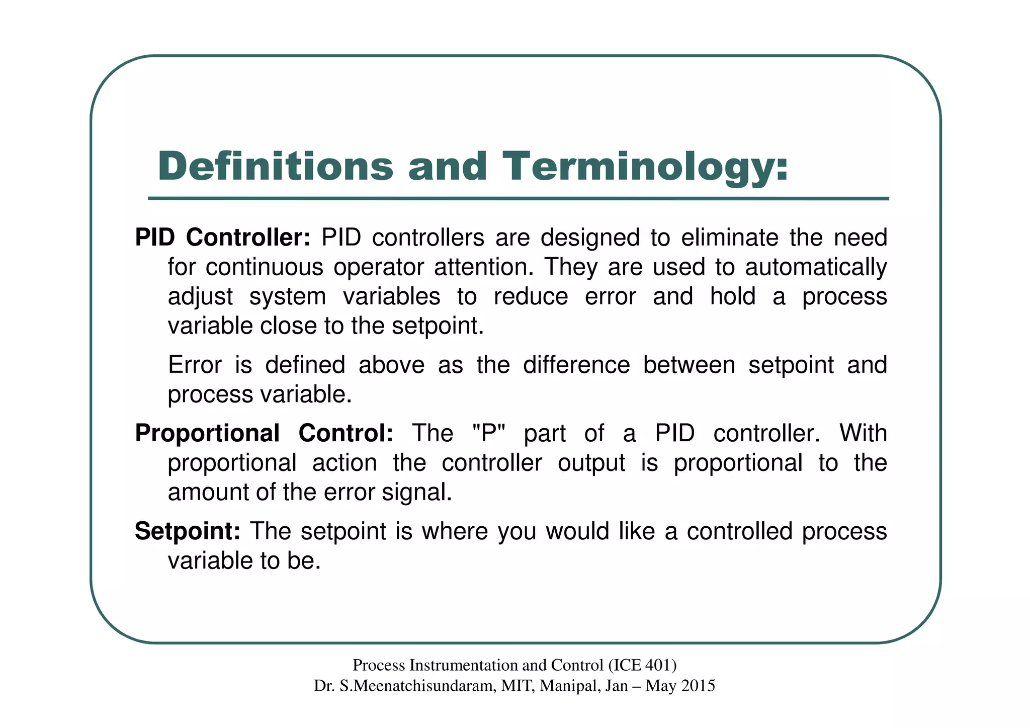 Class 1 need for process control & process terminology | PDF