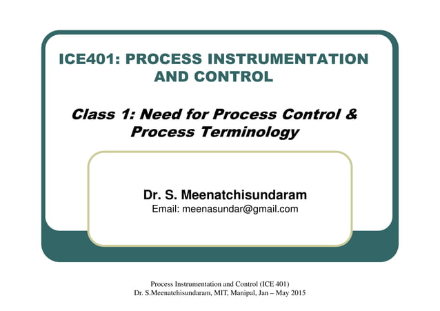 Class 1 need for process control & process terminology | PDF