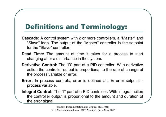 Class 1 need for process control & process terminology | PDF