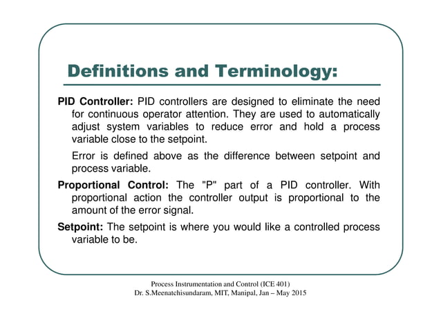 Class 1 need for process control & process terminology | PDF