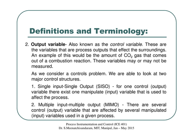 Class 1 need for process control & process terminology | PDF