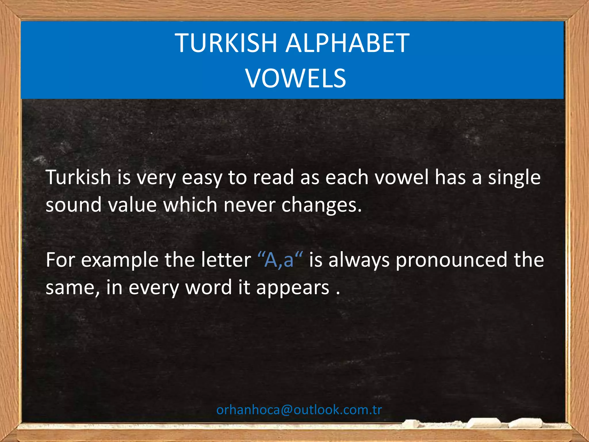 Online Turkish Language Grammar Turkish Alphabet vowels consonants | PPSX