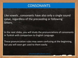 Online Turkish Language Grammar Turkish Alphabet vowels consonants | PPSX