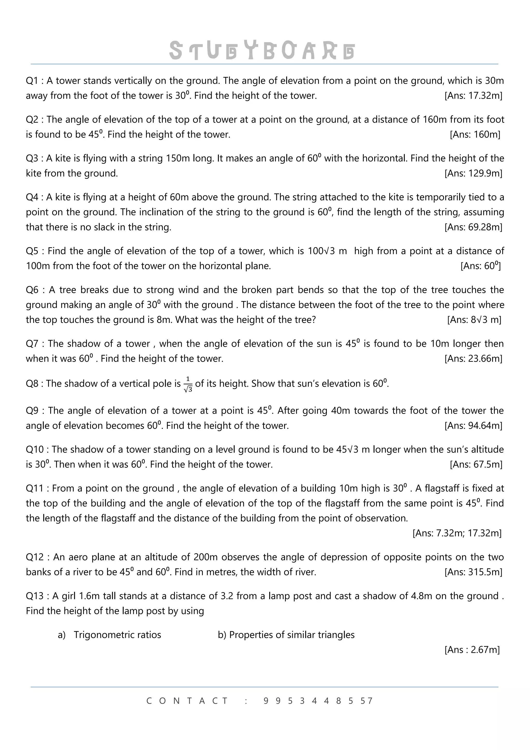 Application of Trigonometry | PDF