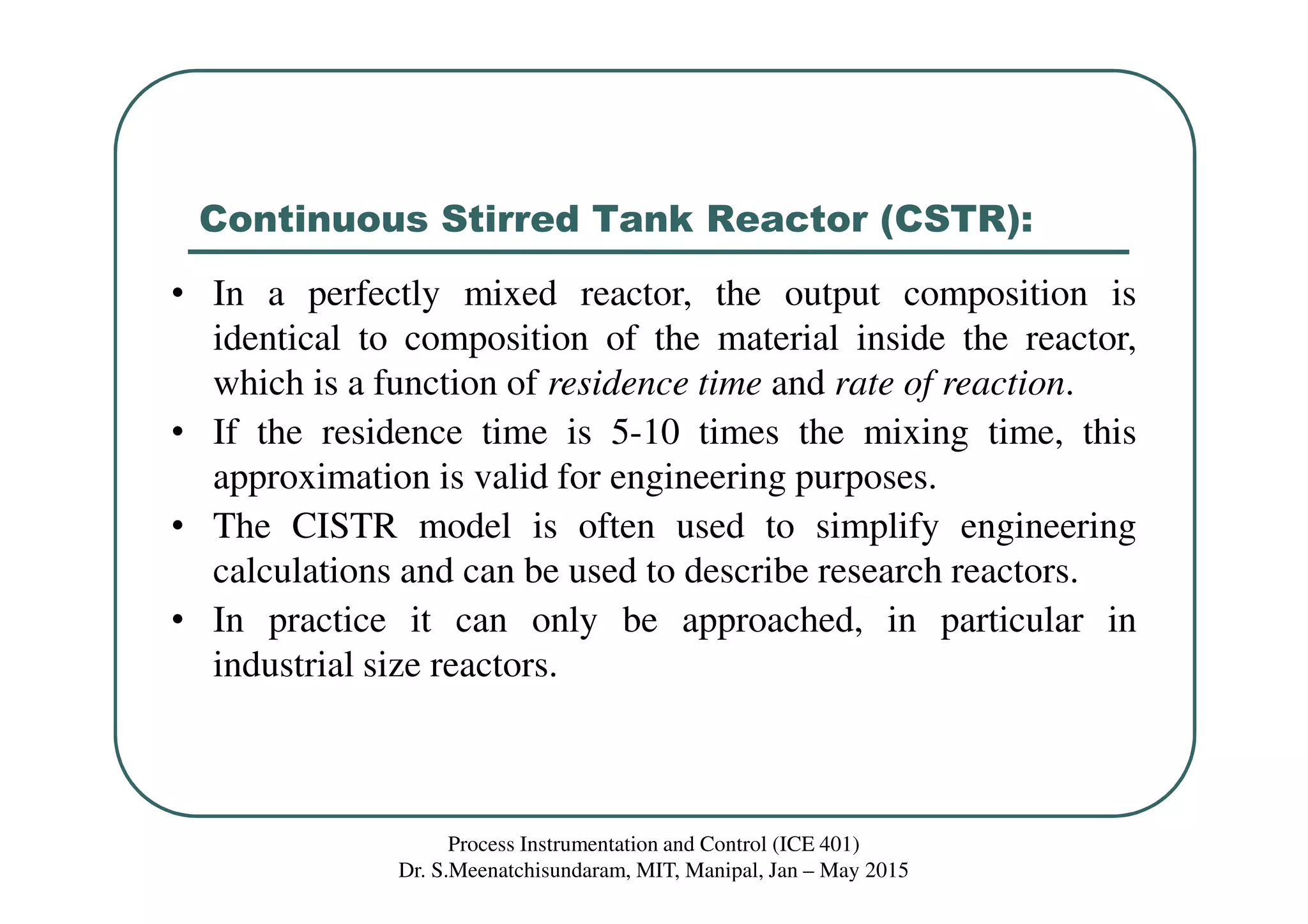 Class 10 mathematical modeling of continuous stirred tank reactor ...