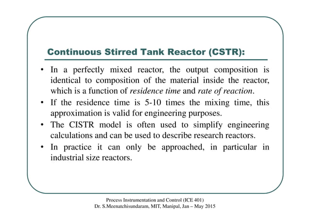Class 10 mathematical modeling of continuous stirred tank reactor systems (cstr) | PDF ...