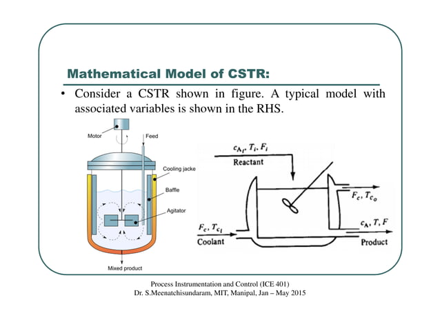 Class 10 Mathematical Modeling Of Continuous Stirred Tank Reactor Systems Cstr Pdf