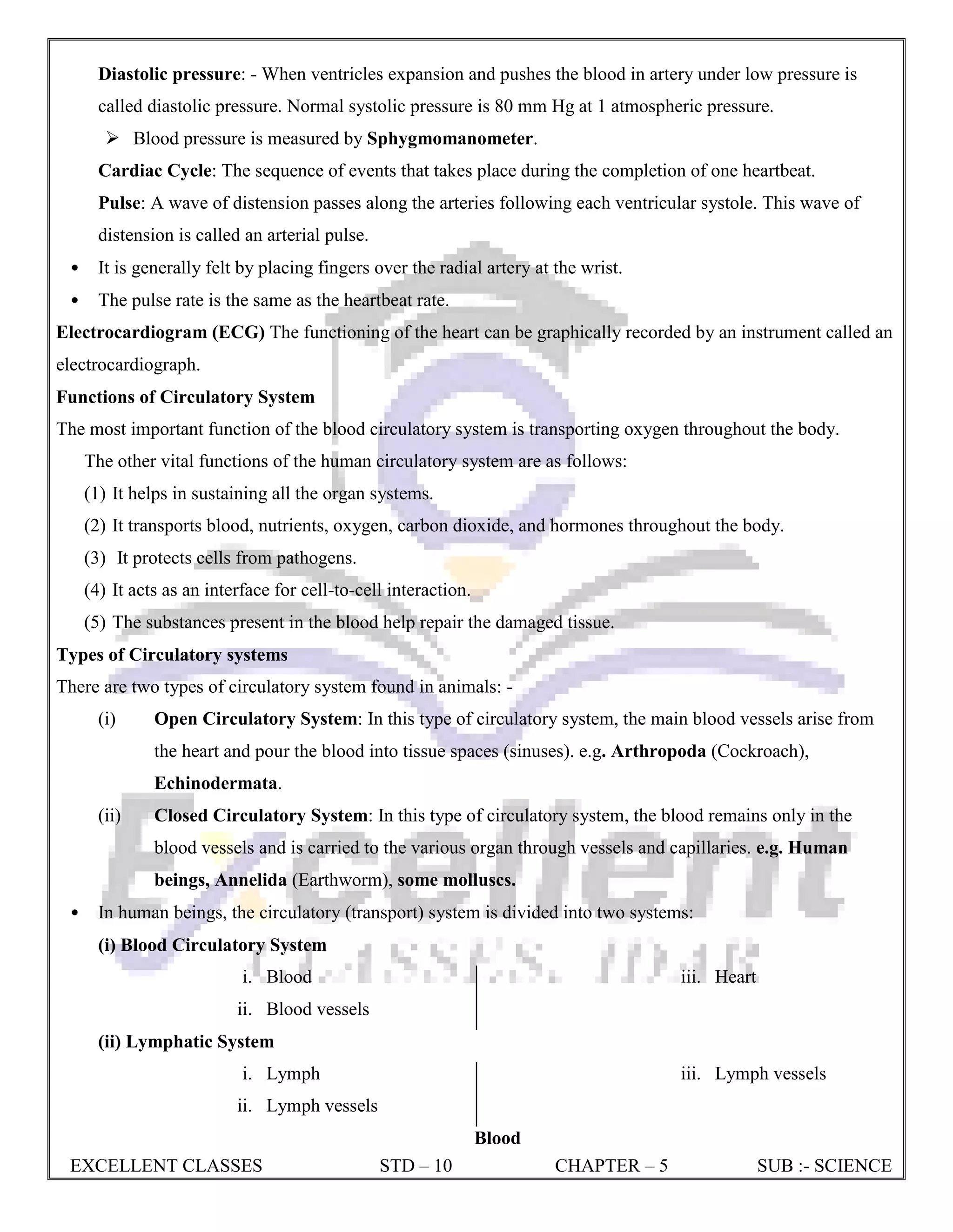 CLASS 10 CH 5 Human Circulatory & Excretory System NOTES EX.pdf