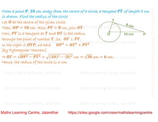 Class 10_Chapter 10_Circles (Problems based on Tangents) Lecture 2 | PPT | Free Download