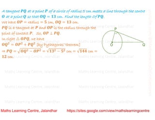 Class 10_Chapter 10_Circles (Problems based on Tangents) Lecture 2 | PPT