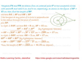 Class 10_Chapter 10_Circles (Problems based on Tangents) Lecture 2 | PPT | Free Download