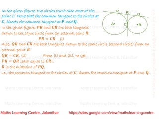 Class 10_Chapter 10_Circles (Problems based on Tangents) Lecture 2 | PPT