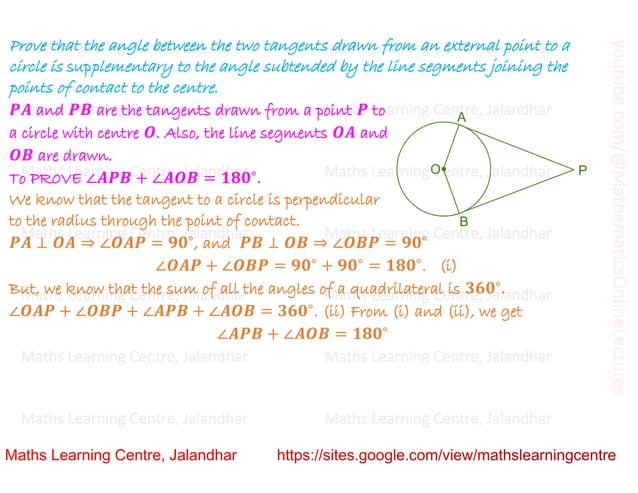 Class 10_Chapter 10_Circles (Tangents and basic theorems) Lecture 1 | PDF | Physics | Science