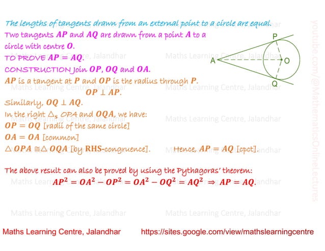 Class 10_Chapter 10_Circles (Tangents and basic theorems) Lecture 1 ...