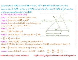 Class 10_Chapter 11_Constructions (Construct triangles with sides of given ratio) Lecture 1 | PPT