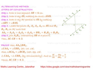 Class 10_Chapter 11_Constructions (Construct triangles with sides of given ratio) Lecture 1 | PPT