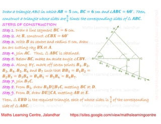 Class 10_Chapter 11_Constructions (Construct triangles with sides of given ratio) Lecture 1 | PPT