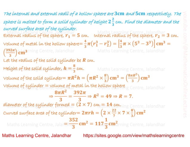 Class 10_Chapter 13_Volume and surface area of solids (conversion of ...