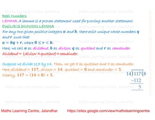 Class 10 _ Chapter 1_ Real Numbers (Euclid's Division Lemma and Algorithm, HCF)_Lecture 1 | PDF