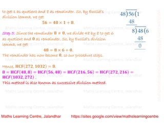 Class 10 _ Chapter 1_ Real Numbers (Euclid's Division Lemma and Algorithm, HCF)_Lecture 1 | PDF