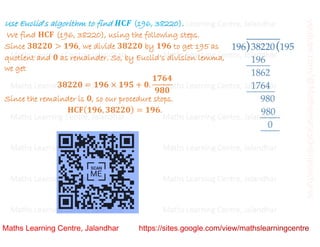 Class 10 _ Chapter 1_ Real Numbers (Euclid's Division Lemma and Algorithm, HCF)_Lecture 1 | PDF