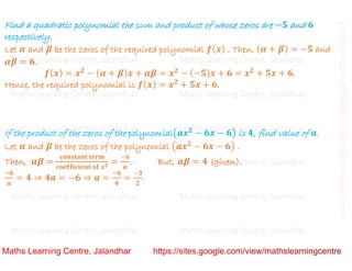 Class 10 _ Chapter 2_ Polynomals (Division Algorithm for Polynomials)_Lecture 2 | PPT