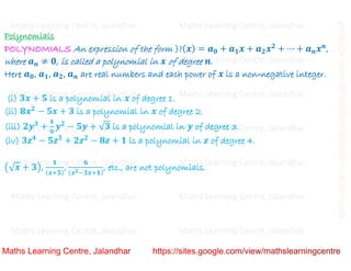 Class 10 _ Chapter 2_ Polynomals (Division Algorithm for Polynomials)_Lecture 2 | PPT